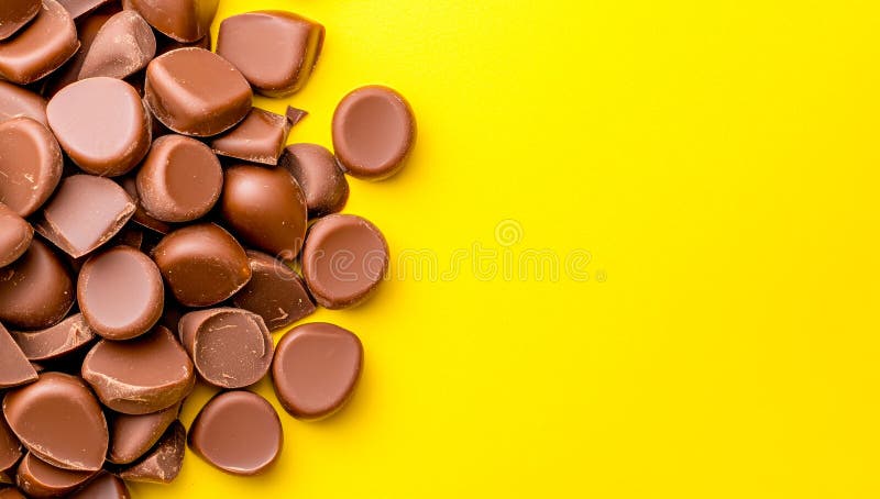 Chocolate on bright yellow stock image. Image of smooth - 381877949