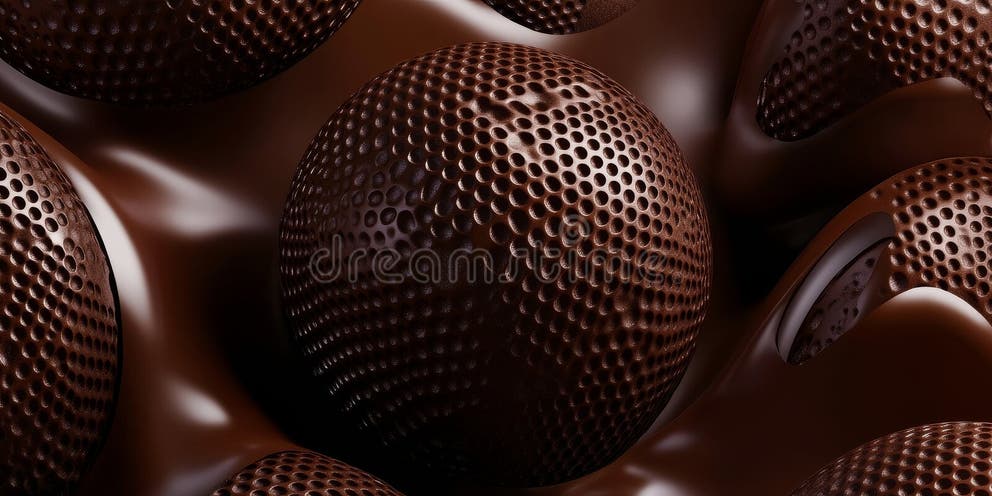 Chocolate Brown Spherical Carbon Textures with Deep, Glossy Patterns. a ...