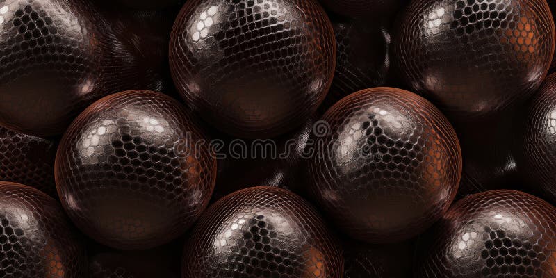 Chocolate Brown Spherical Carbon Textures with Deep, Glossy Patterns. a ...