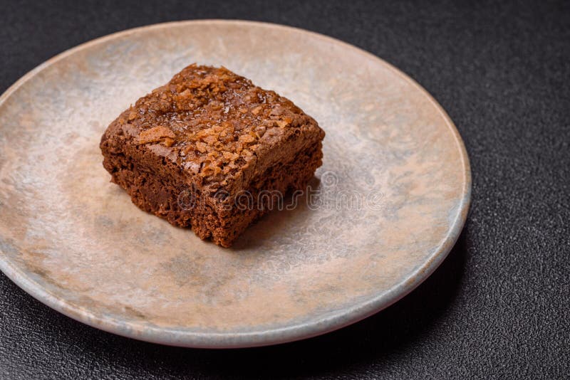 Chocolate Brownie Cake, Food, Sweet Dessert with Nuts Rectangular Shape ...