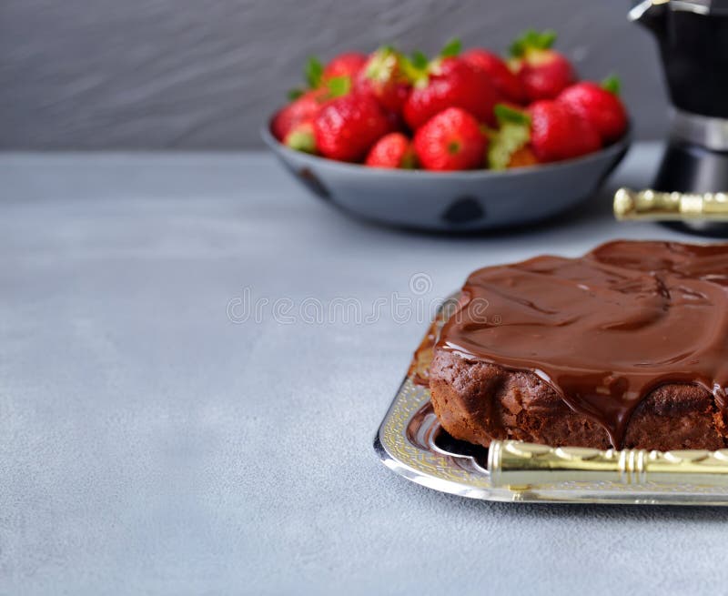 Brownie Cake with Raspberries Stock Photo - Image of life, indulgence ...