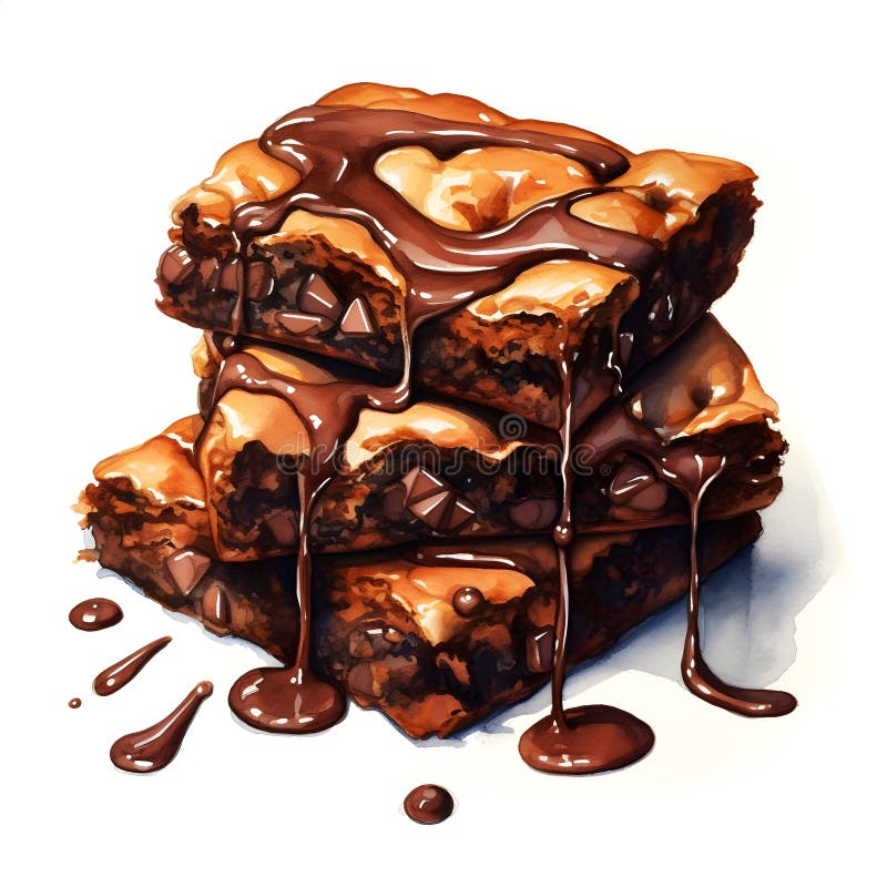 Chocolate Brownies with Chocolate Drizzle on Top. Stock Illustration ...