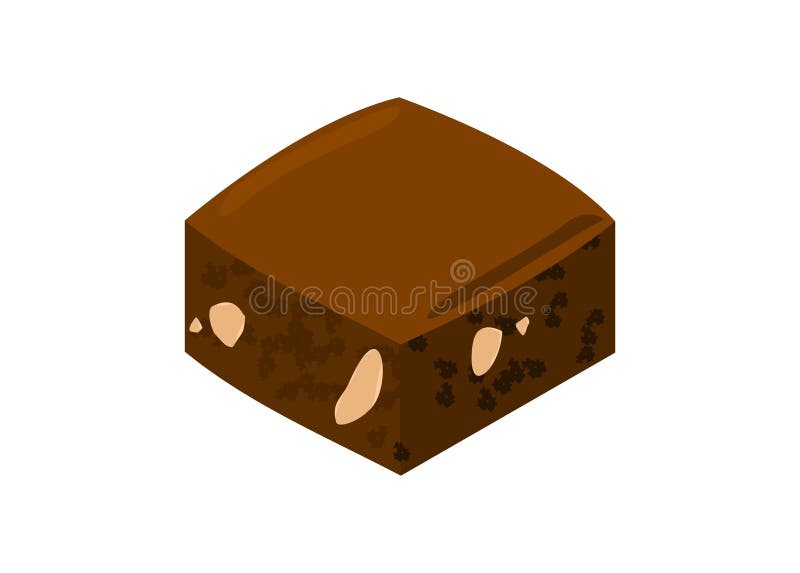 Chocolate Brownies Slice. Simple Flat Illustration in Isometric View ...
