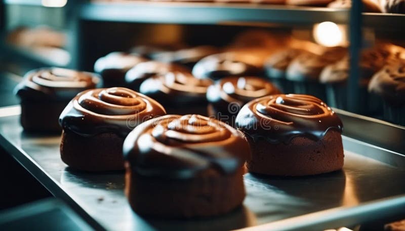 Chocolate buns close up stock illustration. Illustration of food ...