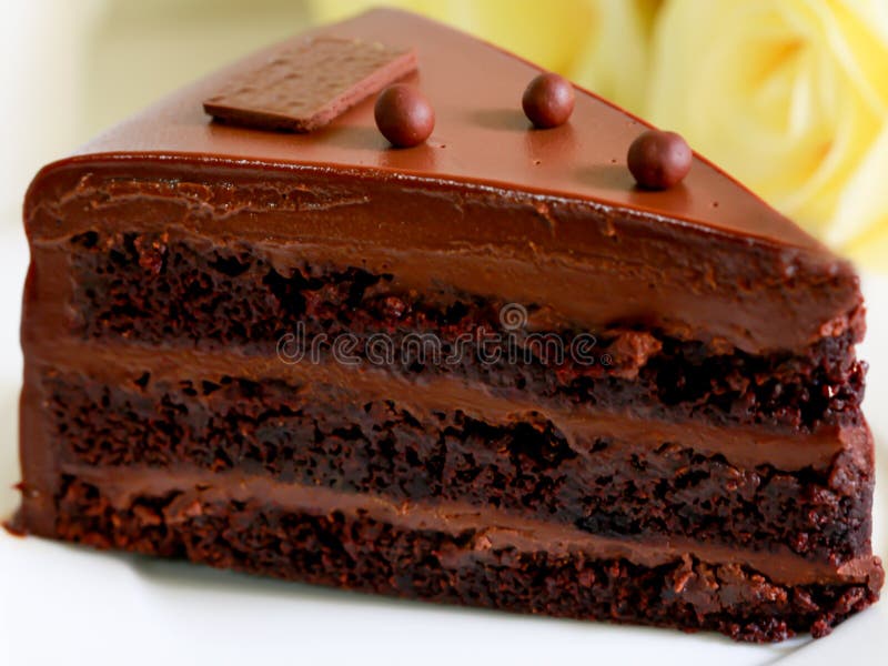 Chocolate Cake with Beautiful Yellow Roses Stock Image - Image of ...