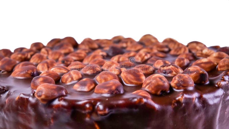 Chocolate Cake Close-up. Cake Decorated with Nuts Stock Image - Image ...