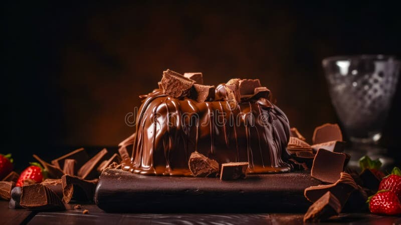 Chocolate Cake Covered in Chocolate and Drizzled with Caramel ...