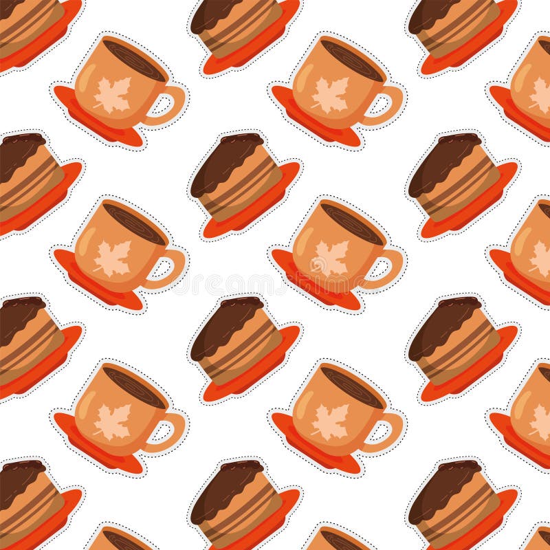 Chocolate Cake and Cup Pattern Background Vector Stock Vector ...