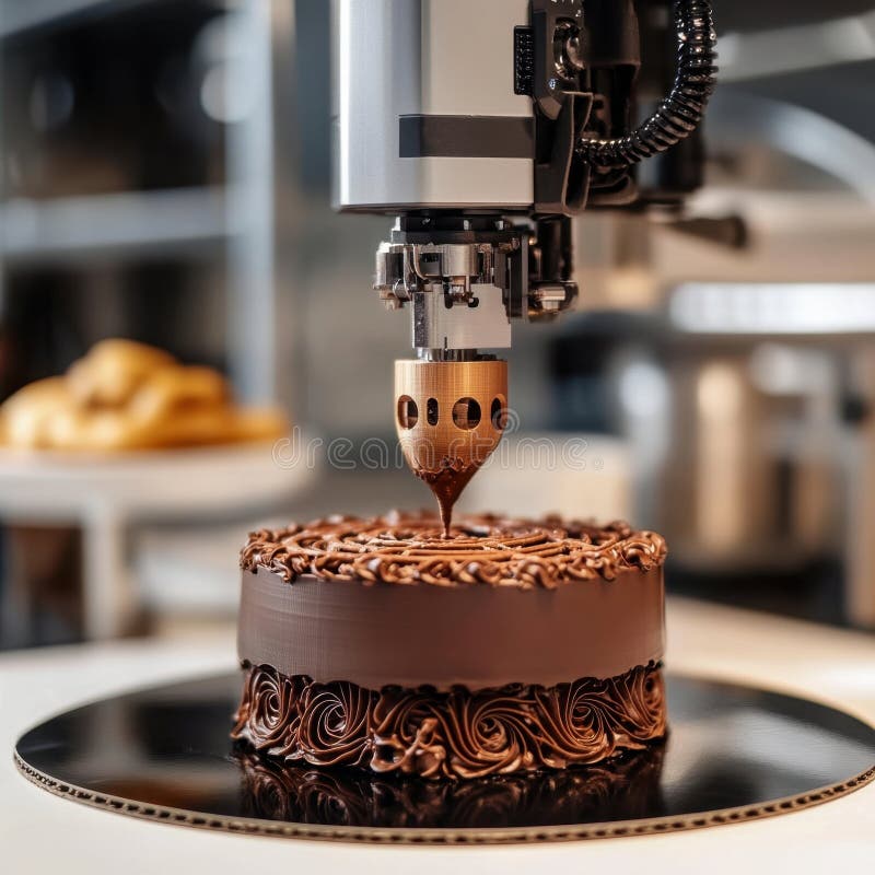 Chocolate Cake Decoration with Advanced 3d Printer in Modern Kitchen ...