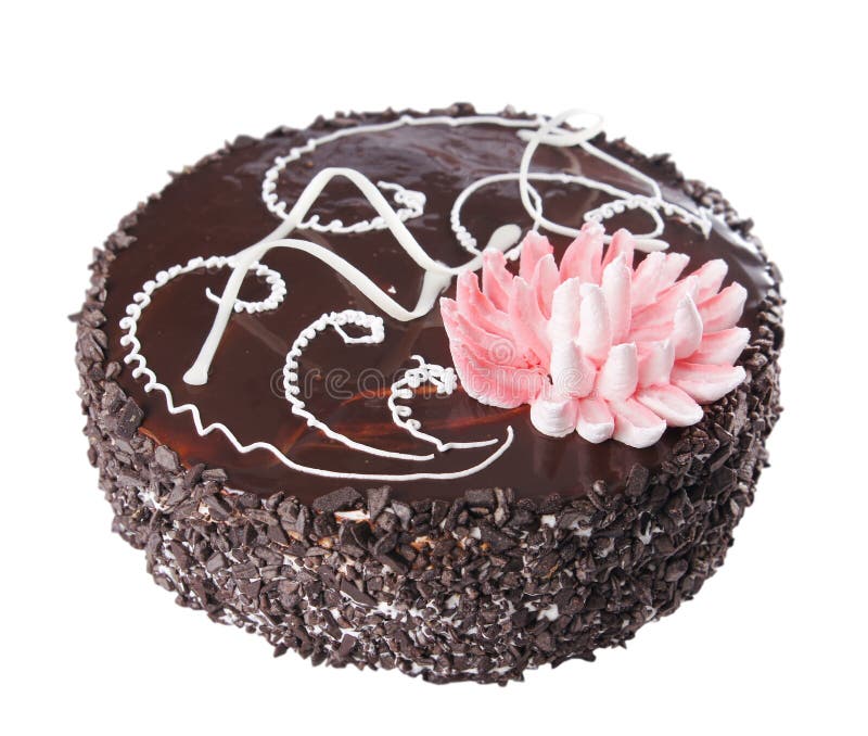 Chocolate Cake with Decorative Lotus Flower Stock Photo - Image of ...