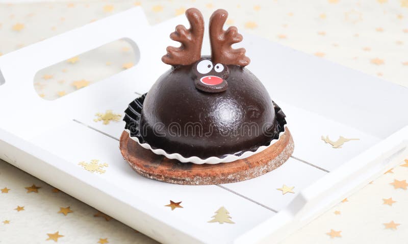 Chocolate Cake Deer in a White Tray. Stock Image - Image of recipe ...