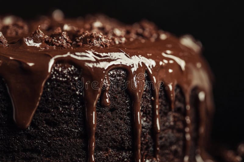 Chocolate Cake Dripping with Ganache, Decorated with Chocolate Chips ...