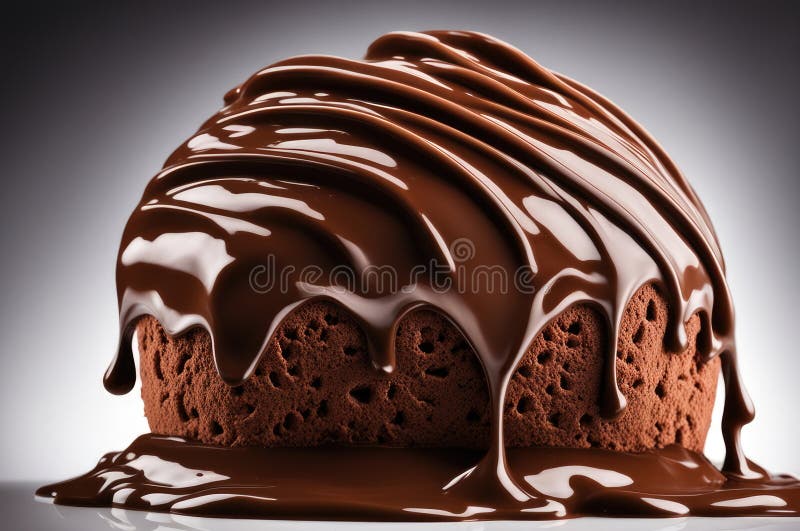 Chocolate Cake Drizzled with Glossy Melted Chocolate Sauce Stock Photo ...