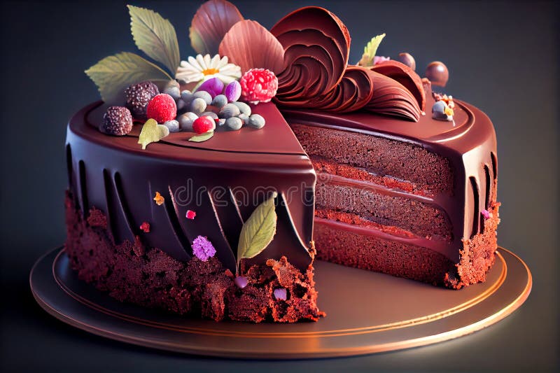 Chocolate Cake with Fresh Berries. Generative AI, Generative, AI Stock ...