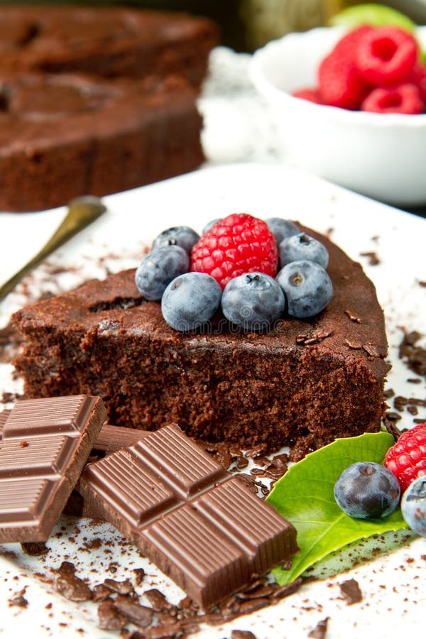 Chocolate Cake with Fresh Berry Stock Photo - Image of mousse ...