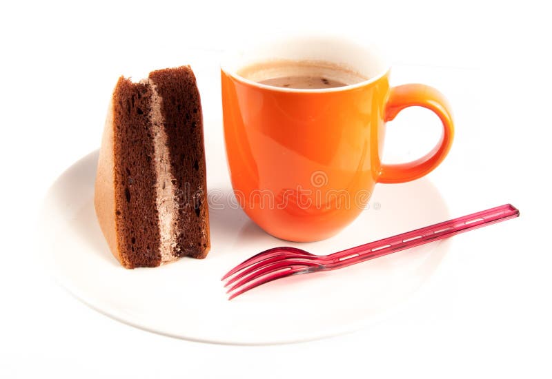 Chocolate Cake Great for during Coffee Break Isolated on White Stock ...