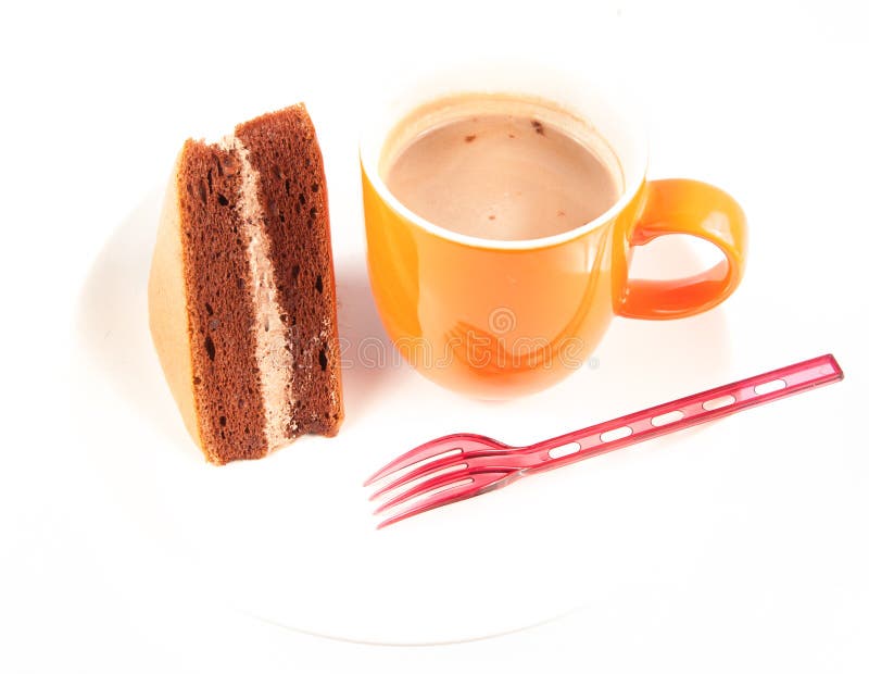 Chocolate Cake Great for during Coffee Break Isolated on White Stock ...