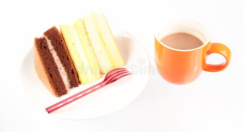 Chocolate Cake Great for during Coffee Break Isolated on White Stock ...