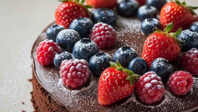 Chocolate Cake with a Homemade Touch and Berry Topping. Stock Photo ...