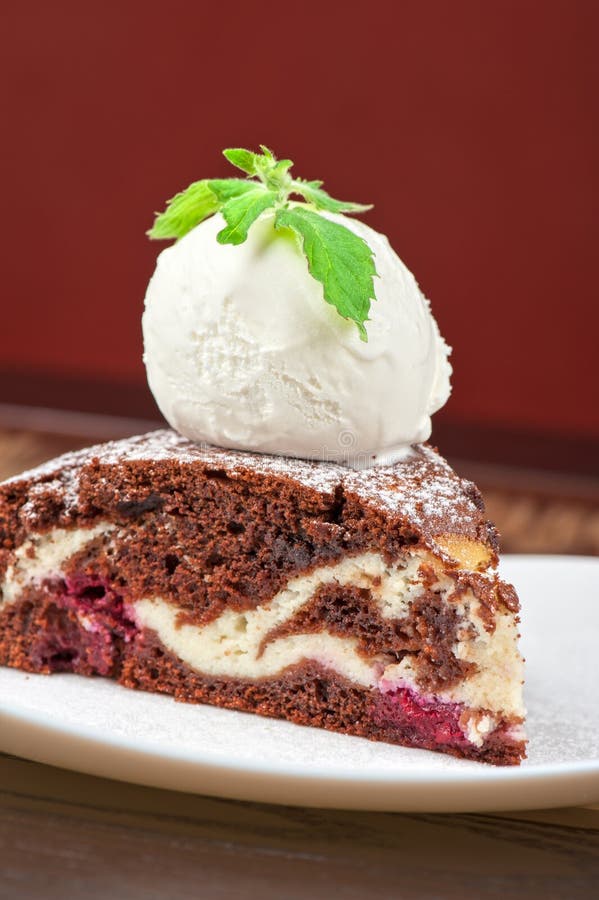 Chocolate Cake with Jam Ice Cream Stock Photo - Image of dessert, macro ...