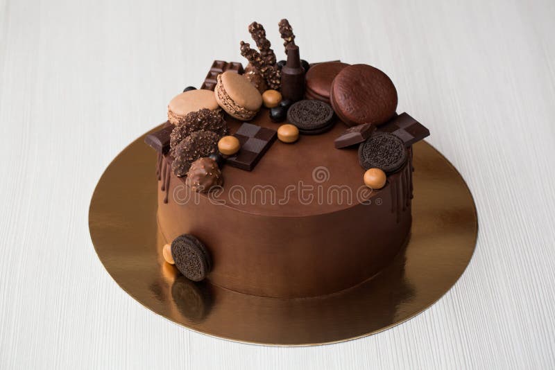 Chocolate Cake for Men with Chocolate Decorations and the Streaks of ...