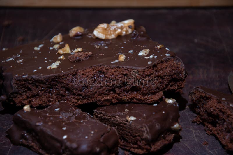 Chocolate Cake with Nuts, Delicious and Easy To Make. Stock Photo ...