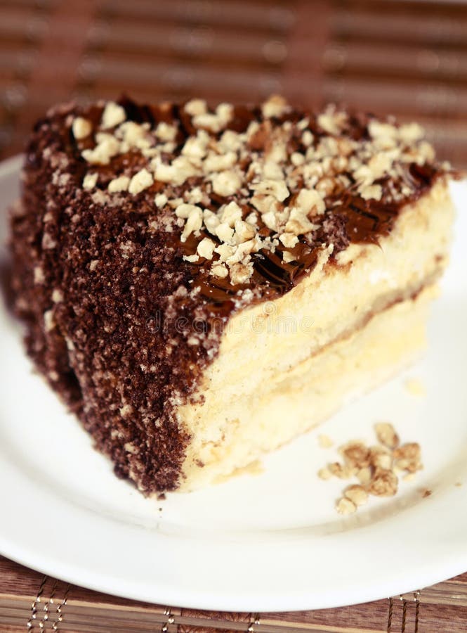 Chocolate cake with nuts stock image. Image of inside - 30770919