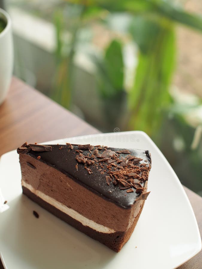 Chocolate cake stock image. Image of cake, custard, mousse - 58524775