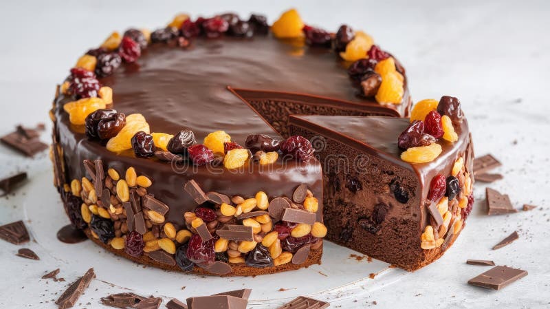 Chocolate Cake with a Piece Missing Stock Illustration - Illustration ...