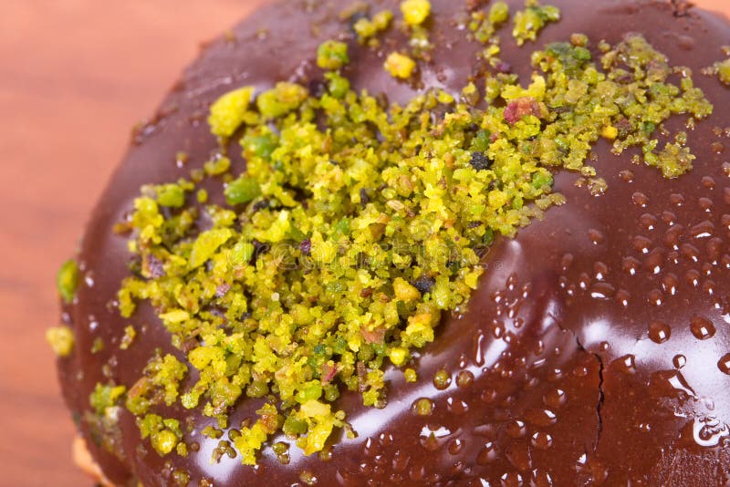 Chocolate Cake with Pistachio Particles Stock Photo - Image of icing ...