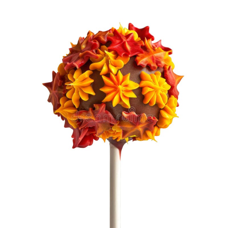 Chocolate Cake Pop Decorated with Fall-Themed Frosting Stock Image ...