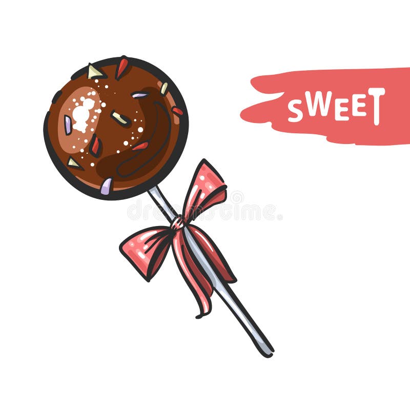 Chocolate Cake Pop Hand Drawn Vector Illustration Stock Illustration ...