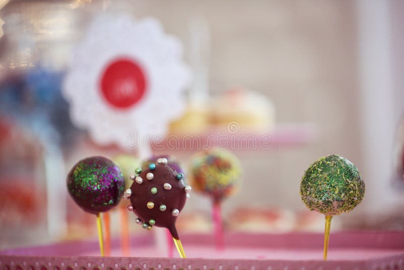 Chocolate cake pops stock photo. Image of party, cake - 52826134