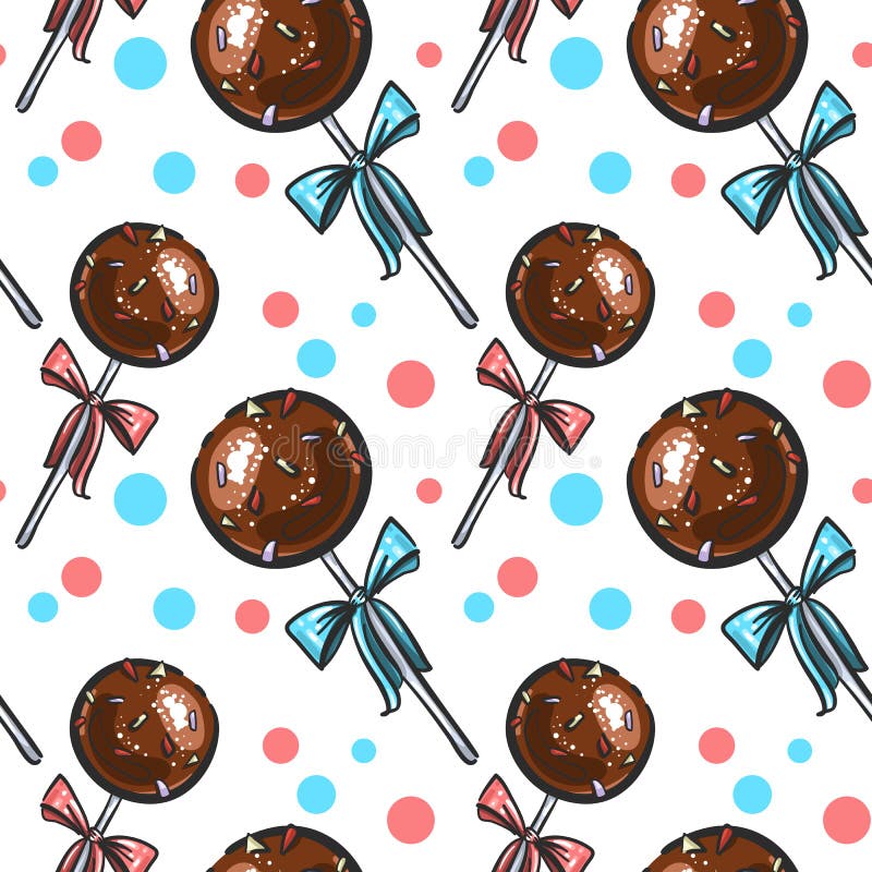 Chocolate Cake Pops Illustration Seamless Vector Pattern Stock Vector ...
