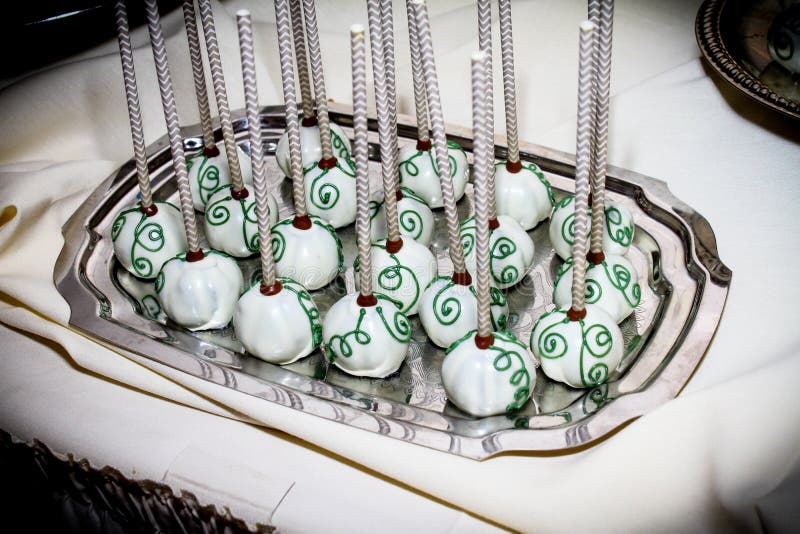 Chocolate Cake Pops on a Silver Tray Stock Image - Image of cake ...
