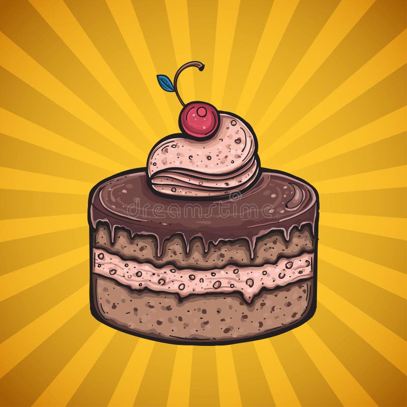 Cake Poster Vector Illustration. Chocolate and Fruity Desserts for ...