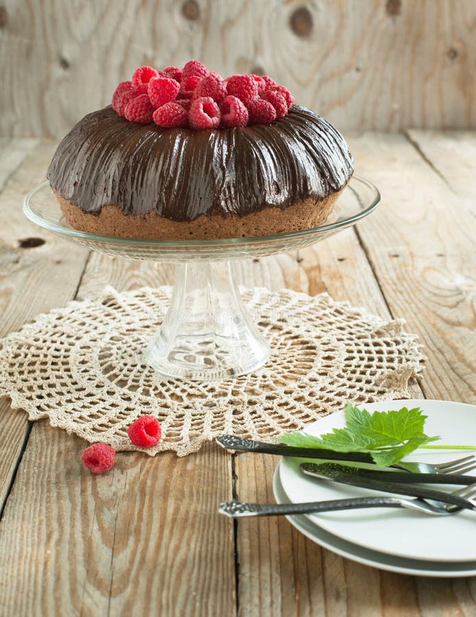 Chocolate Cake with Raspberries Stock Image - Image of delicacy ...
