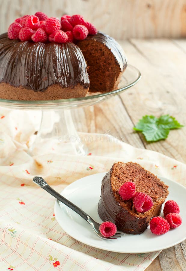 Chocolate Cake with Raspberries. Stock Photo - Image of temptation ...