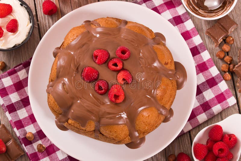 Chocolate Cake with Raspberries. Stock Photo - Image of hazelnut, cake ...