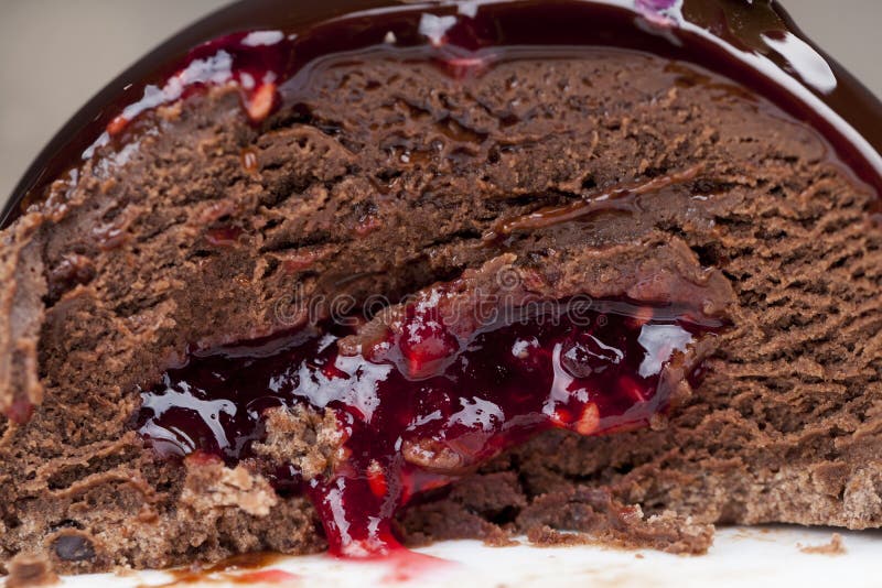 Chocolate Cake with Raspberry Jam Filling Stock Photo - Image of food ...