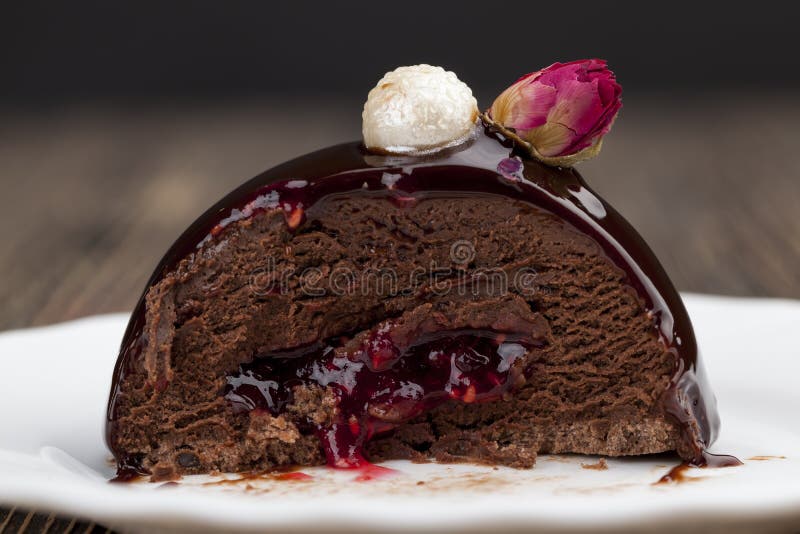 Chocolate Cake with Raspberry Jam Filling Stock Image - Image of cake ...