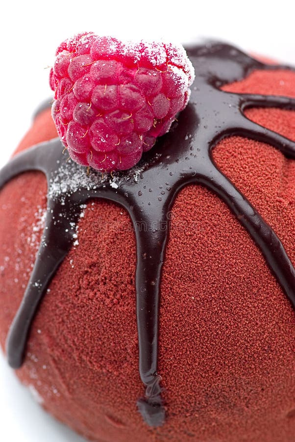 Chocolate Cake with Raspberry Topping Stock Image - Image of cream ...