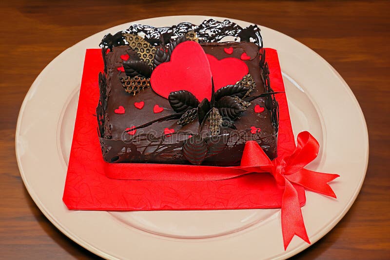 Red Heart Cake Decor on Table Stock Photo - Image of sugar, table ...