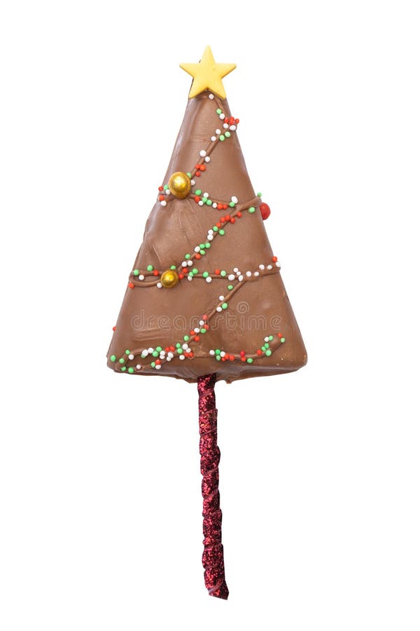 Chocolate Cake in Shape of Christmas Tree on White Background Stock ...