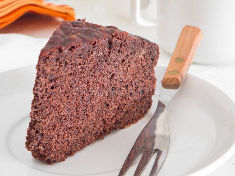 Chocolate Cake Slice at Breakfast. Stock Photo - Image of dough, knead ...