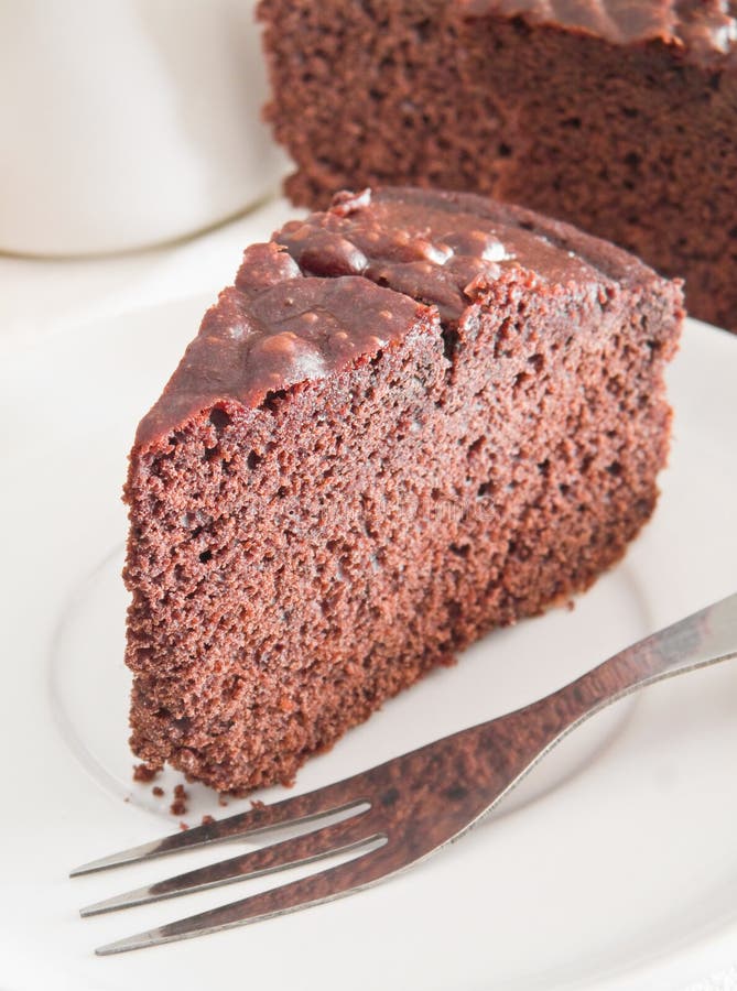 Chocolate Cake Slice at Breakfast. Stock Image - Image of gastronomic ...