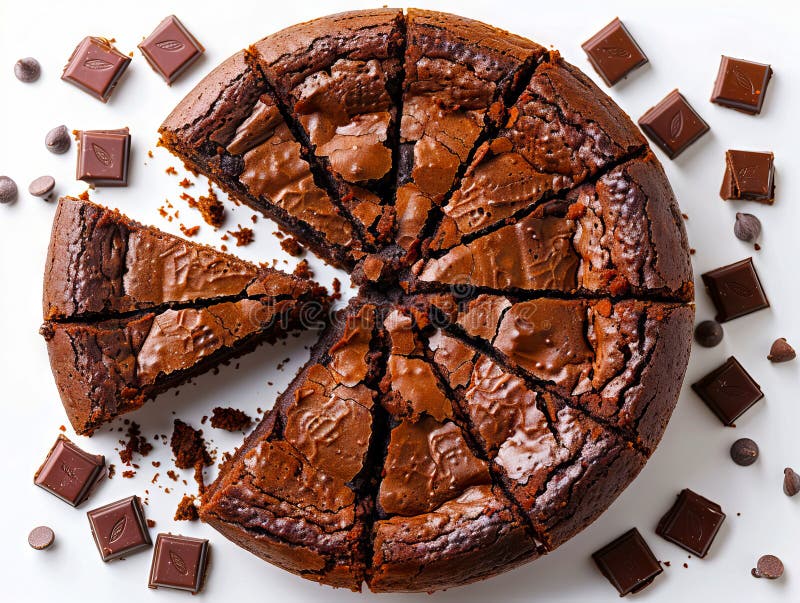 Chocolate Cake with a Slice Cut Out Stock Photo - Image of platter ...