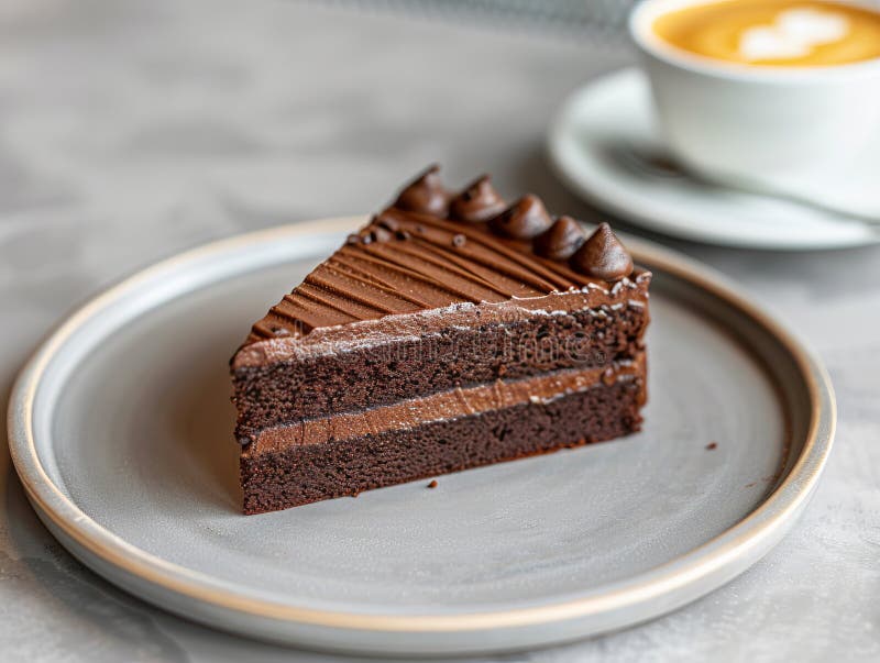 Chocolate Cake Slice on a Plate Stock Photo - Image of chocolate, fresh ...