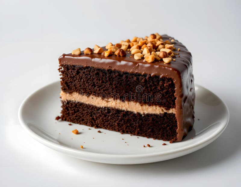 Chocolate Cake Slice with White Frosting and Drizzle Stock Illustration ...