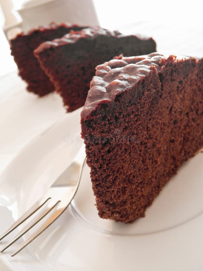 Chocolate Cake Slices at Breakfast. Stock Image - Image of handmade ...